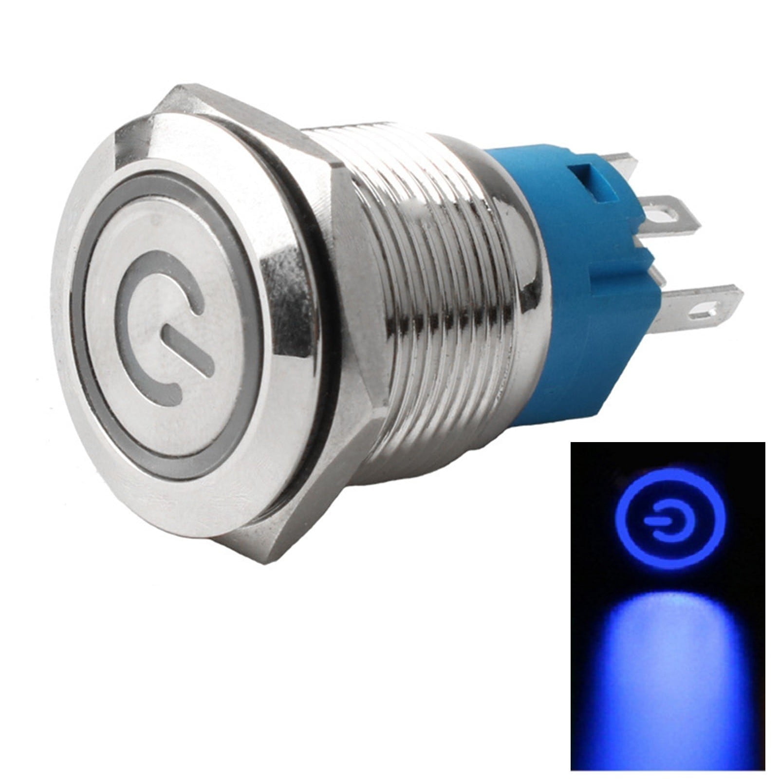 19Mm Metal Push Button Switch With Power Led 12V Self-Locking Button ...