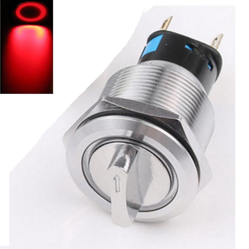 19mm Rotary Switch Latching 2 Positions 1NO 1NC 3-6V Push Button Switch ...