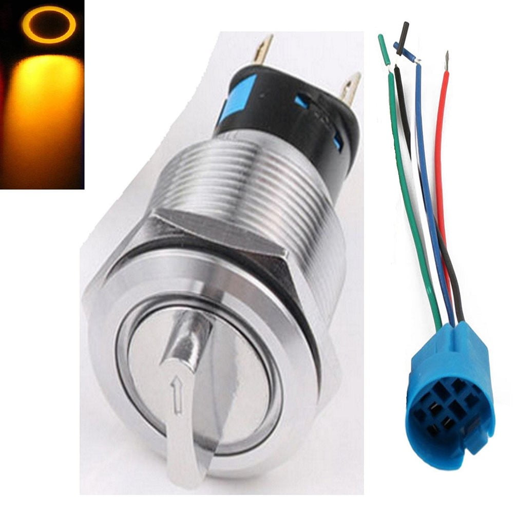 19mm Rotary Switch Latching 3Positions 2NO2NC 110-220V With Wire socket ...