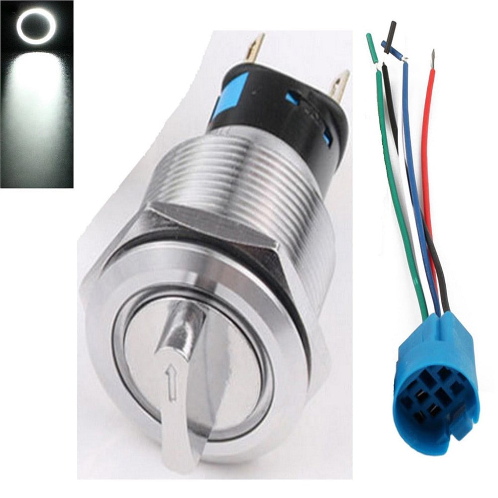 19mm Rotary Switch Latching 3Positions 2No2Nc 110-220V with Wire Socket ...