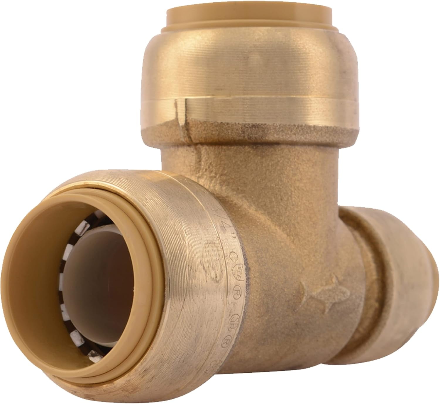 19mm X 12mm X 19mm Reducing Tee, Push Fit Brass Plumbing Connector for ...