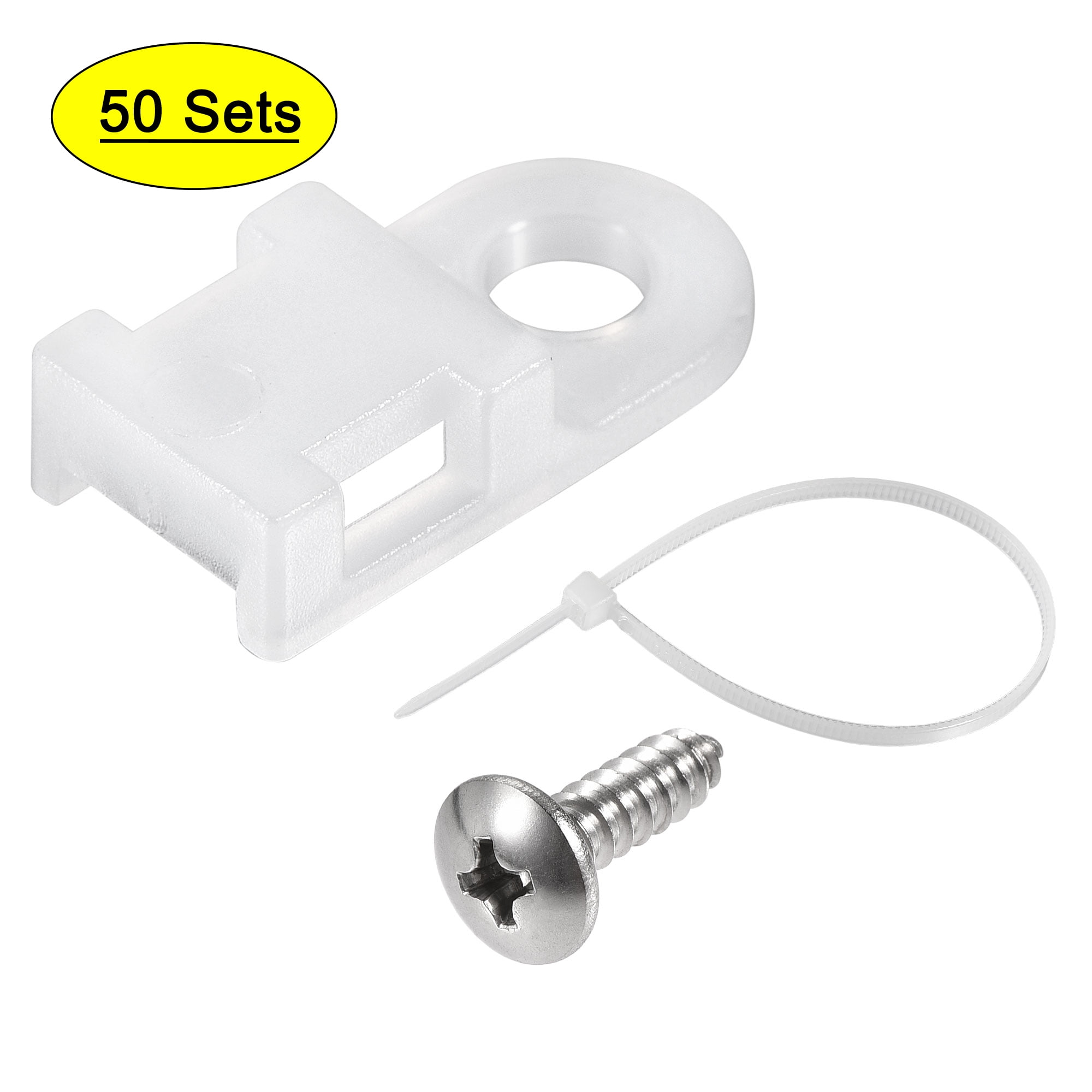 19mm x 9mm x 4.6mm Nylon Cable Fasten Clips with Screws and Ties White ...