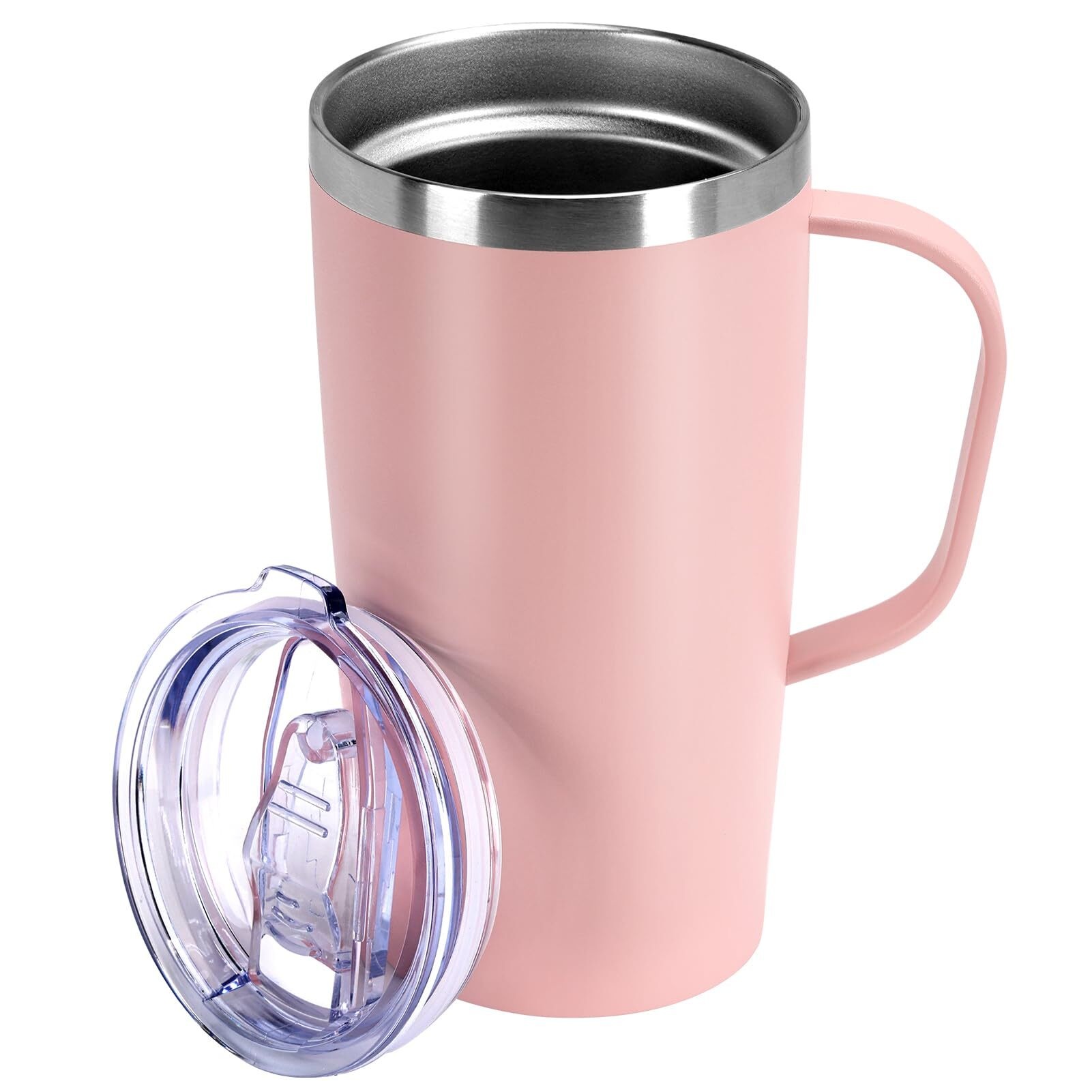 19oz Insulated Coffee Mug with Lid, Leak Proof Double Wall Vacuum ...