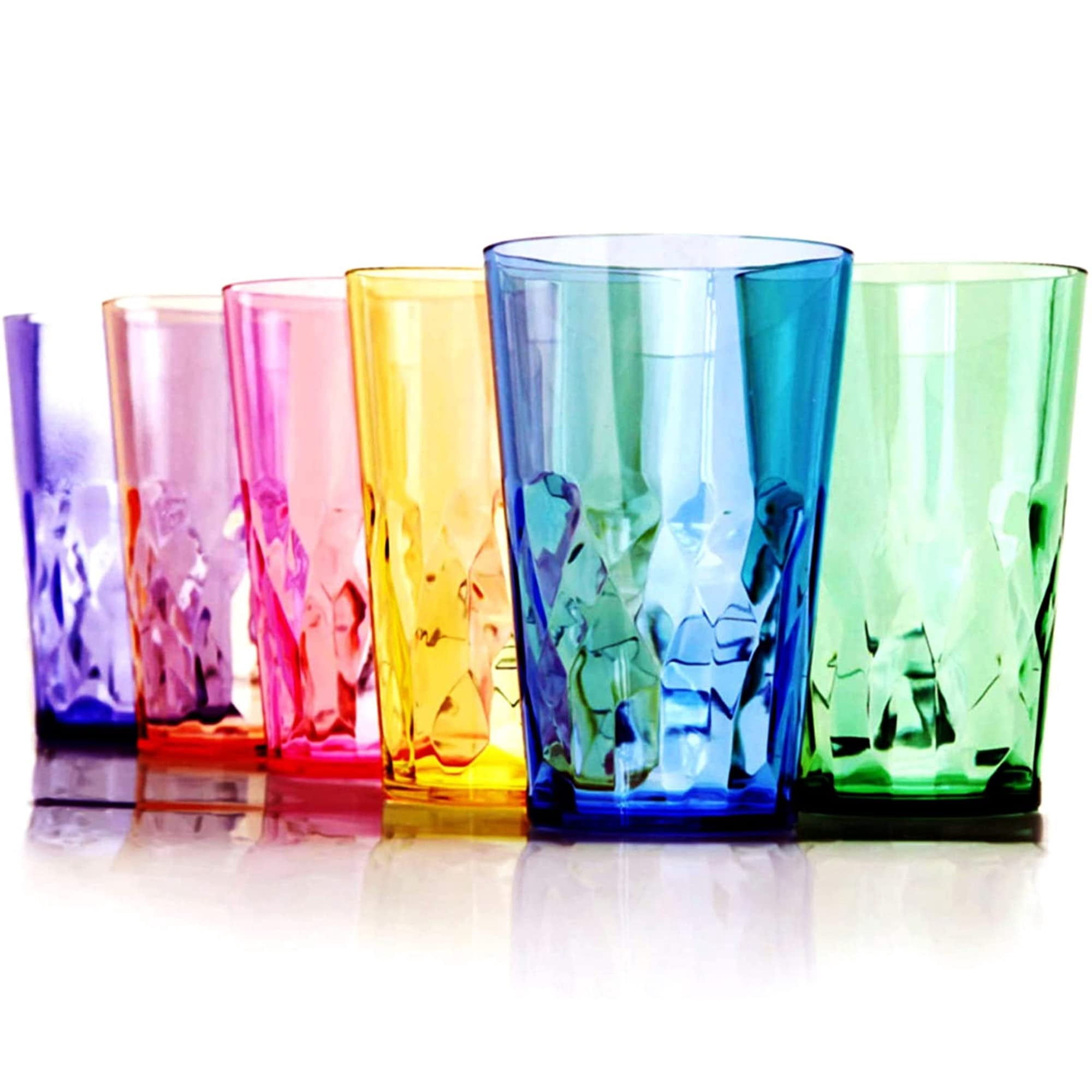 19oz Unbreakable Plastic Drinking Glass Set of 6, Reusable Stackable ...