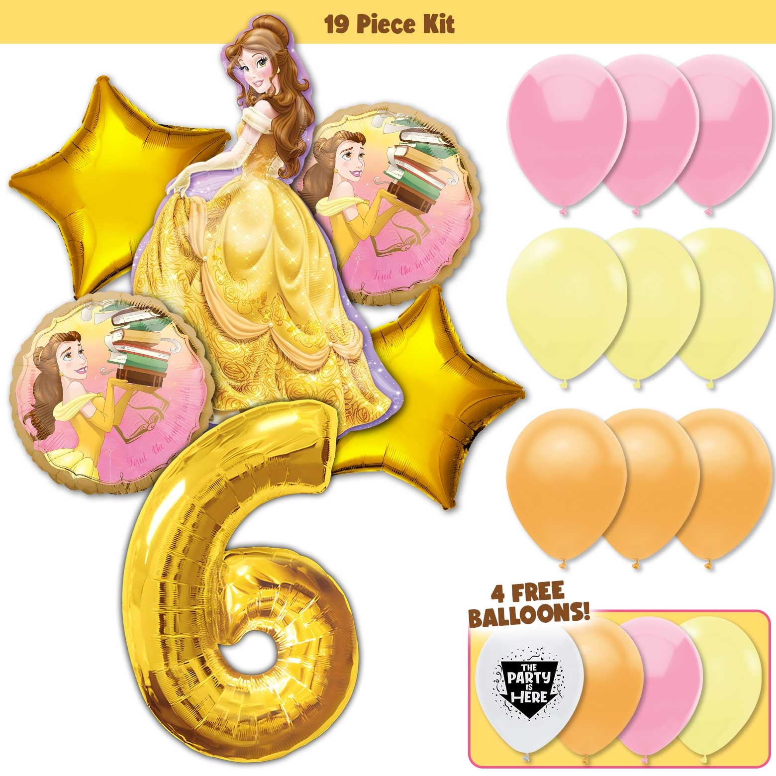19pc Belle Beauty & the Beast Party Decorations Balloon Kit - Tale as ...