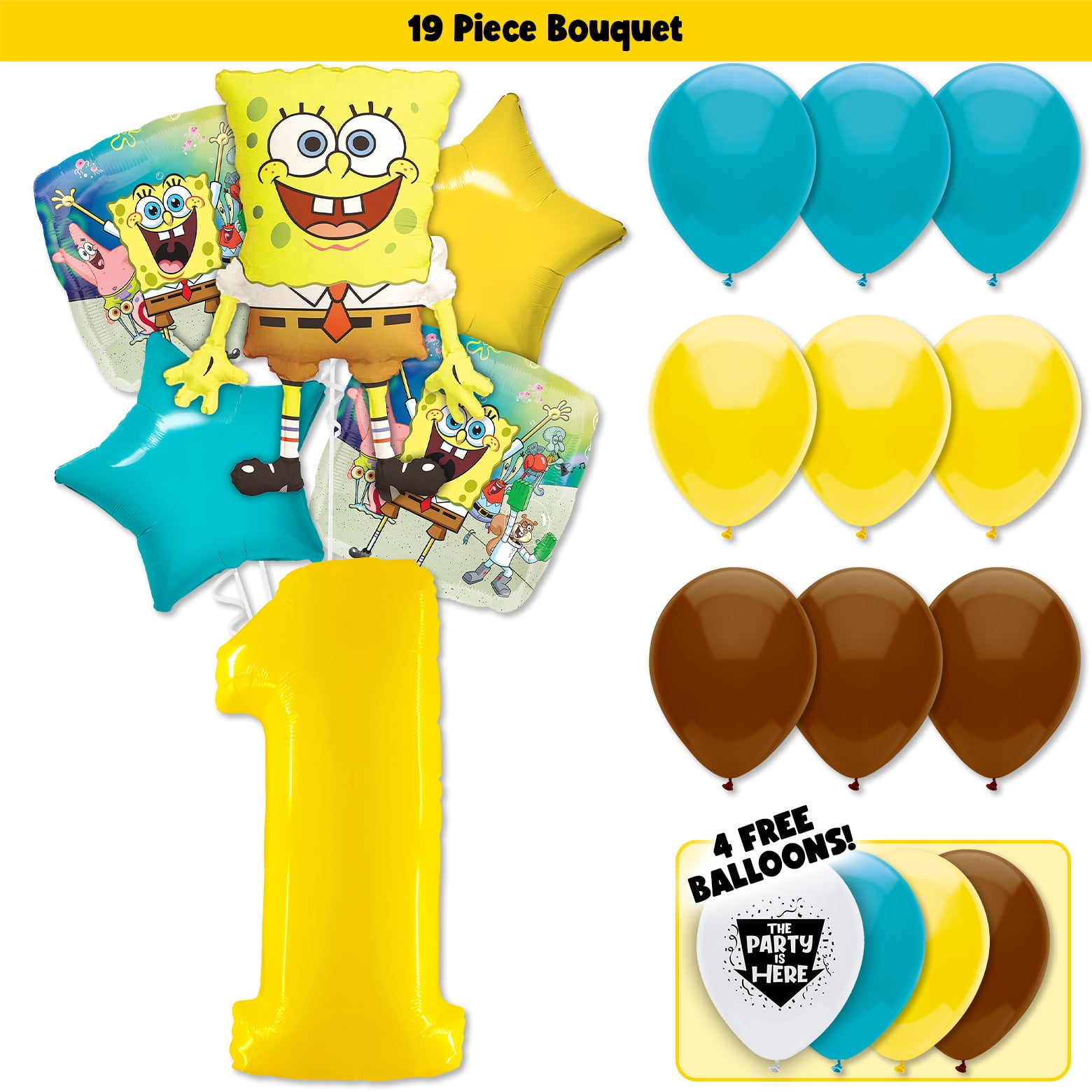 19pc Spongebob Square Pants Balloons Bouquet Kit - Kids Party Decor ...
