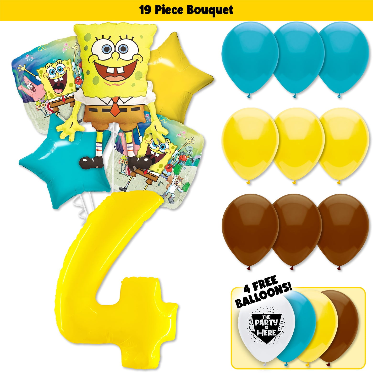 19pc Spongebob Square Pants Balloons Bouquet Kit - Kids Party Decor ...