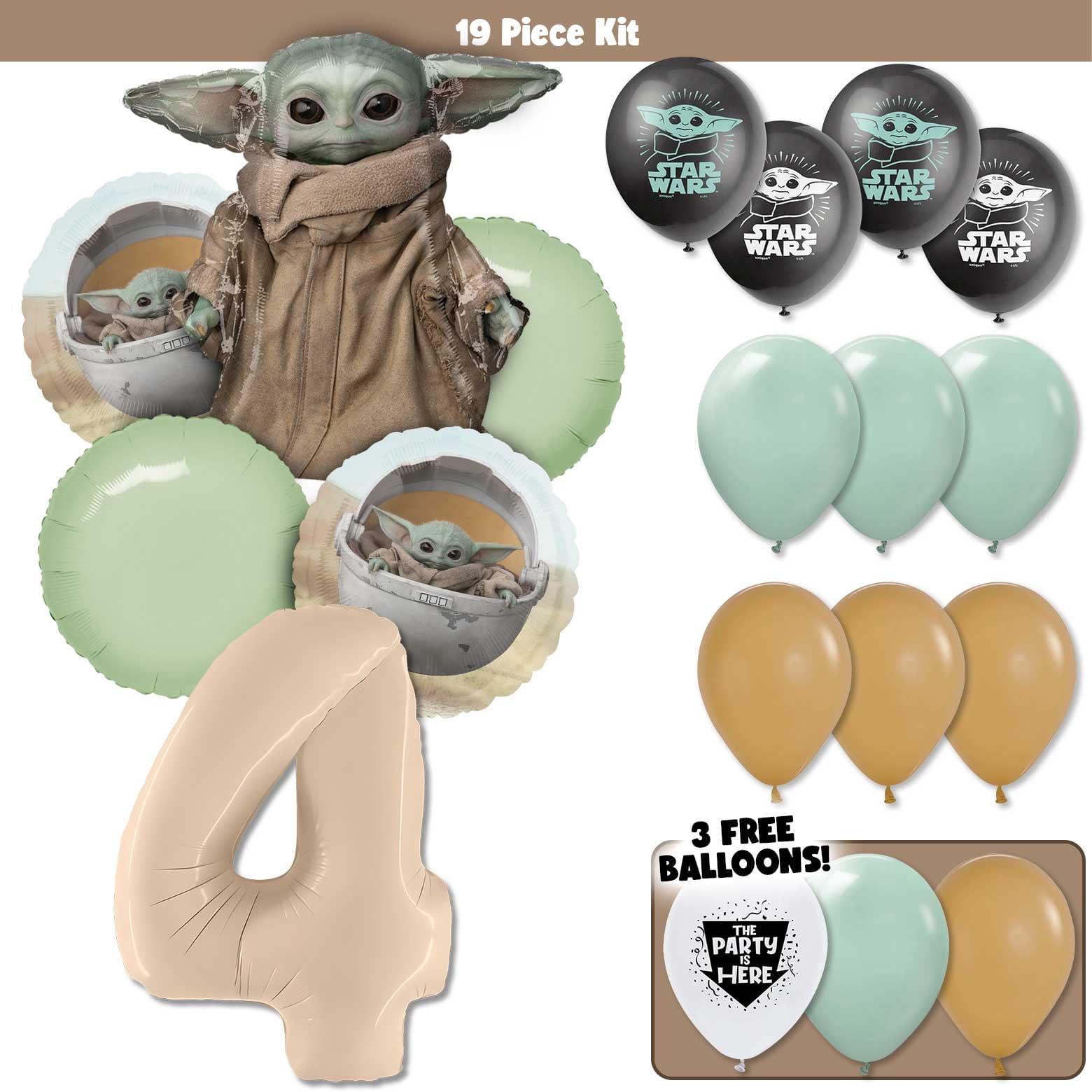 19pc Star Wars Balloons The Child Baby Yoda Balloon Party Kit with 40 ...