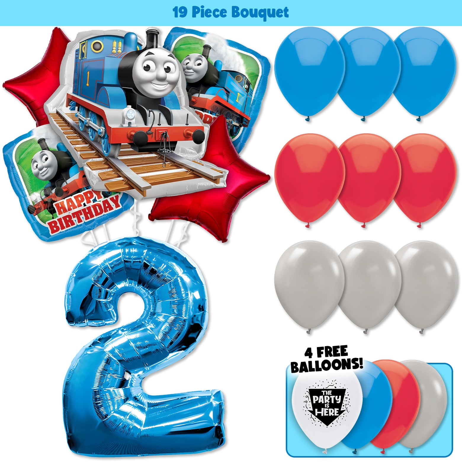 19pc Thomas the Choo Choo Train Balloon Kit with 42" Blue Number 2 ...