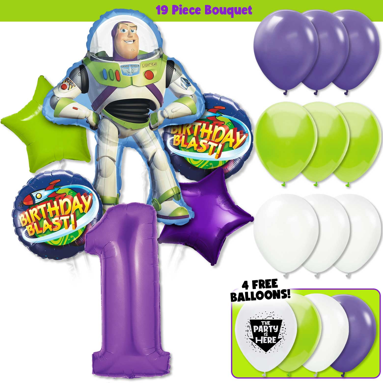 19pc Toy Story Buzz Lightyear Space Ranger Blast Off Birthday Balloon ...