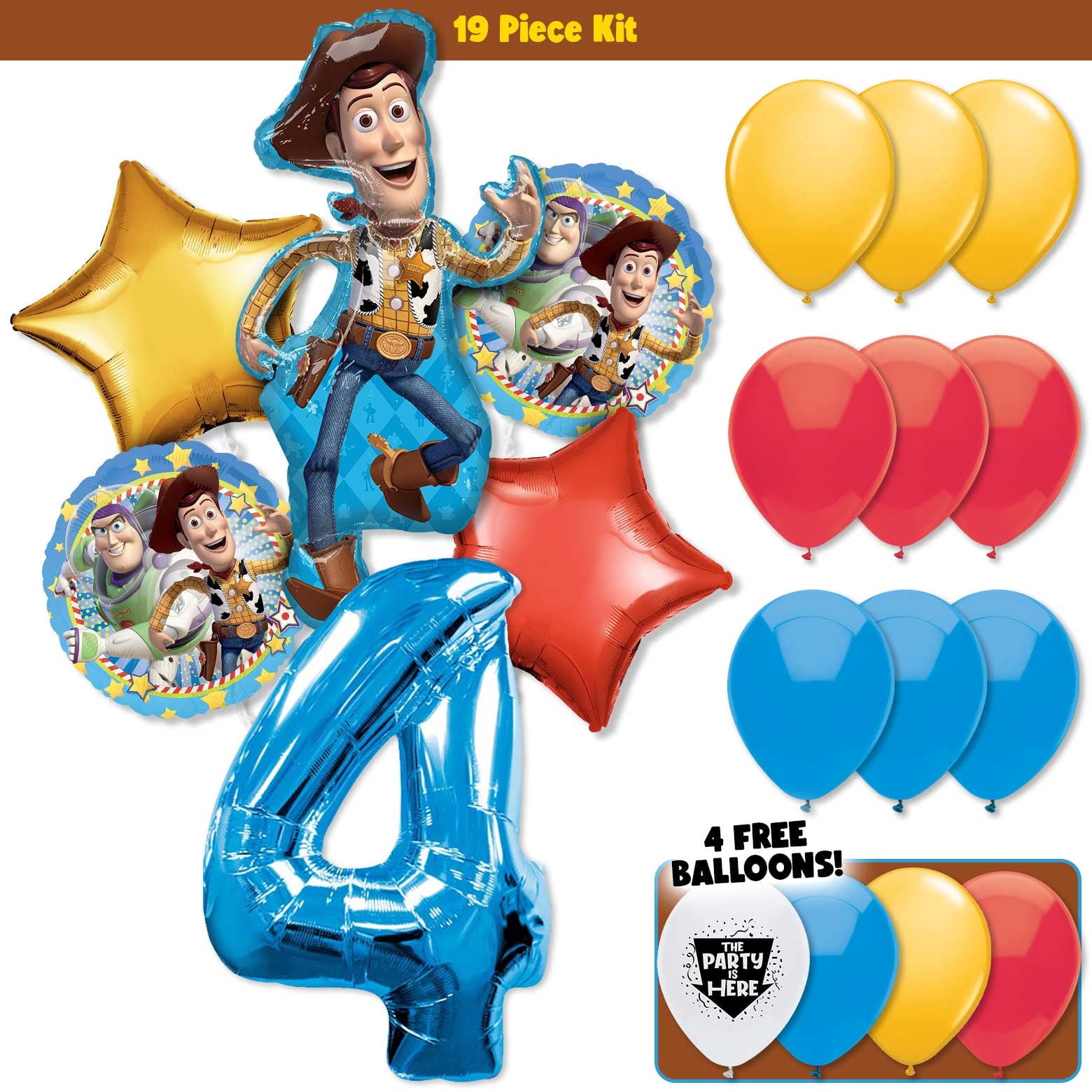 19pc Toy Story Sheriff Woody Balloon Party Kit with 42 inch Blue Number ...