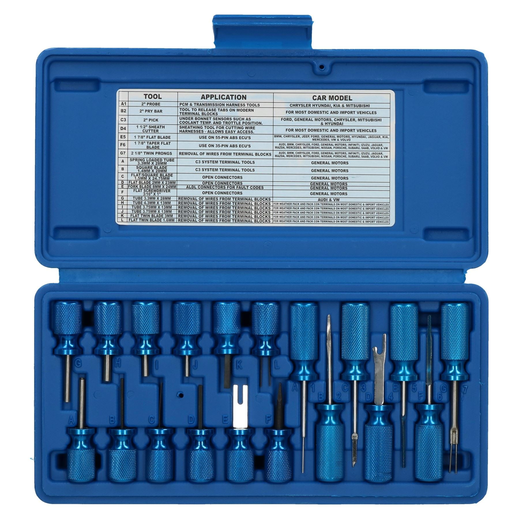 19pc Universal Terminal Release Tool Set Plug Type Connector Remover ...
