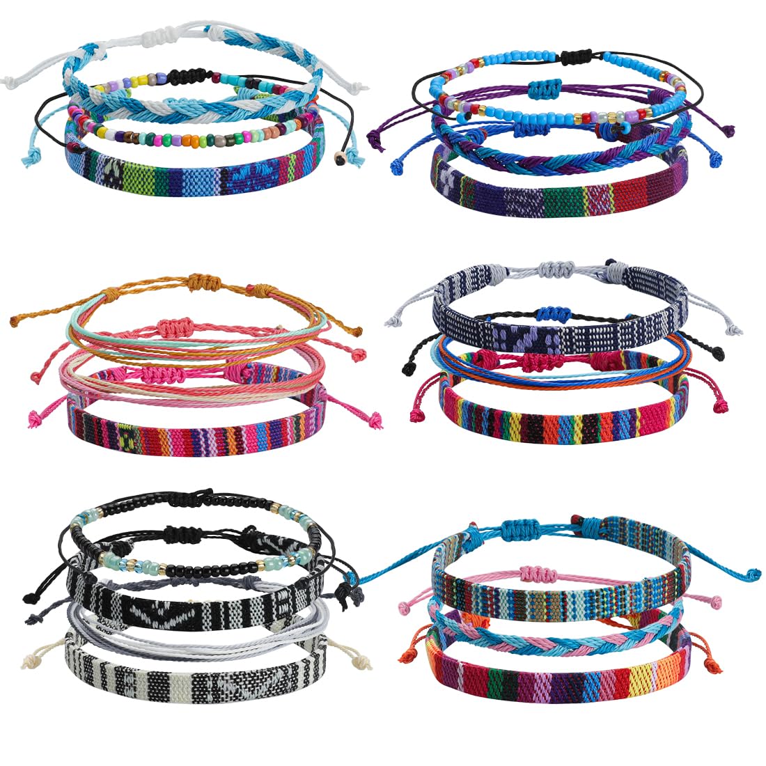 19pcs Bracelets For Men and Women, Boho Surfer Bracelet Anklet ...