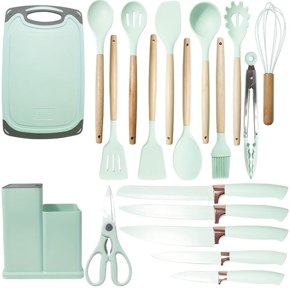 19pcs Cooking Tools Collection, 11 Spatulas 6 Knives Silicone Utensils ...