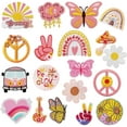 19pcs Iron on Vintage Patches, Boho Peace Sign, Preppy Embroidered ...