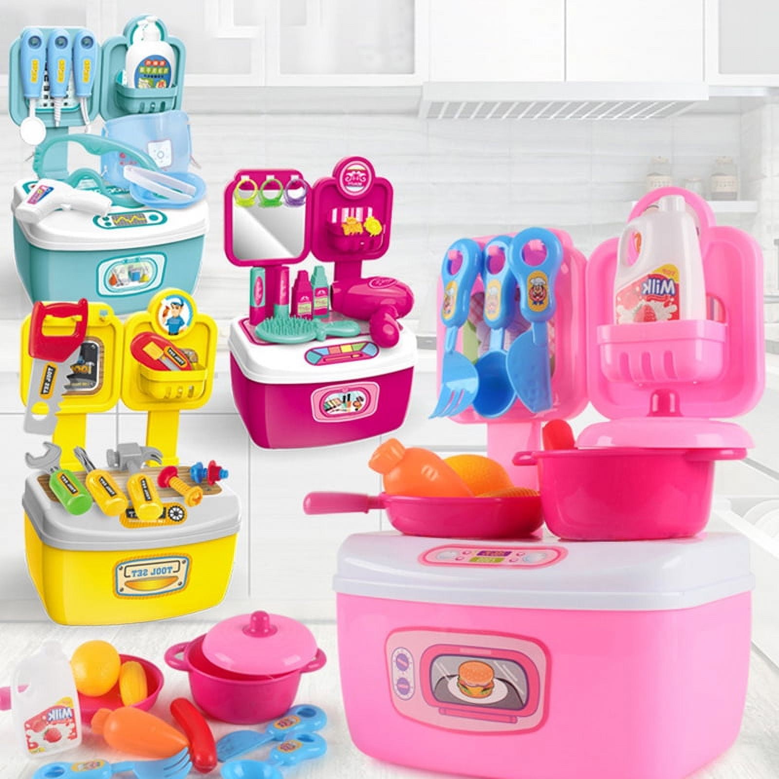 19pcs Kids Girl Kitchen Pretend Play Toy, Kitchen Set, Tool Box Set ...