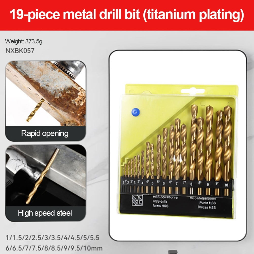 19Pcs M35 Cobalt Round Straight Handle Metric Drill Bit Set 1Mm-10Mm ...
