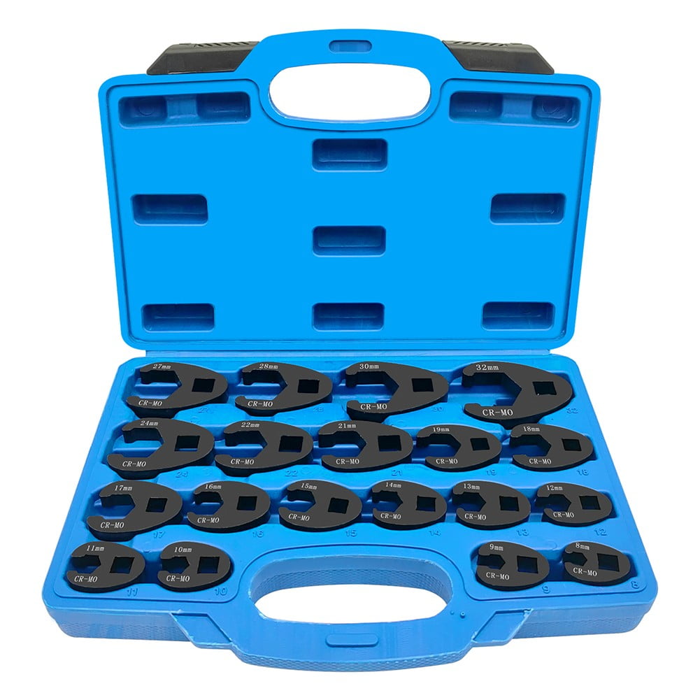 19pcs Metric Tool 8 to 32 mm Flare Nut Wrench Set 3/8'' and 1/2'' Drive ...