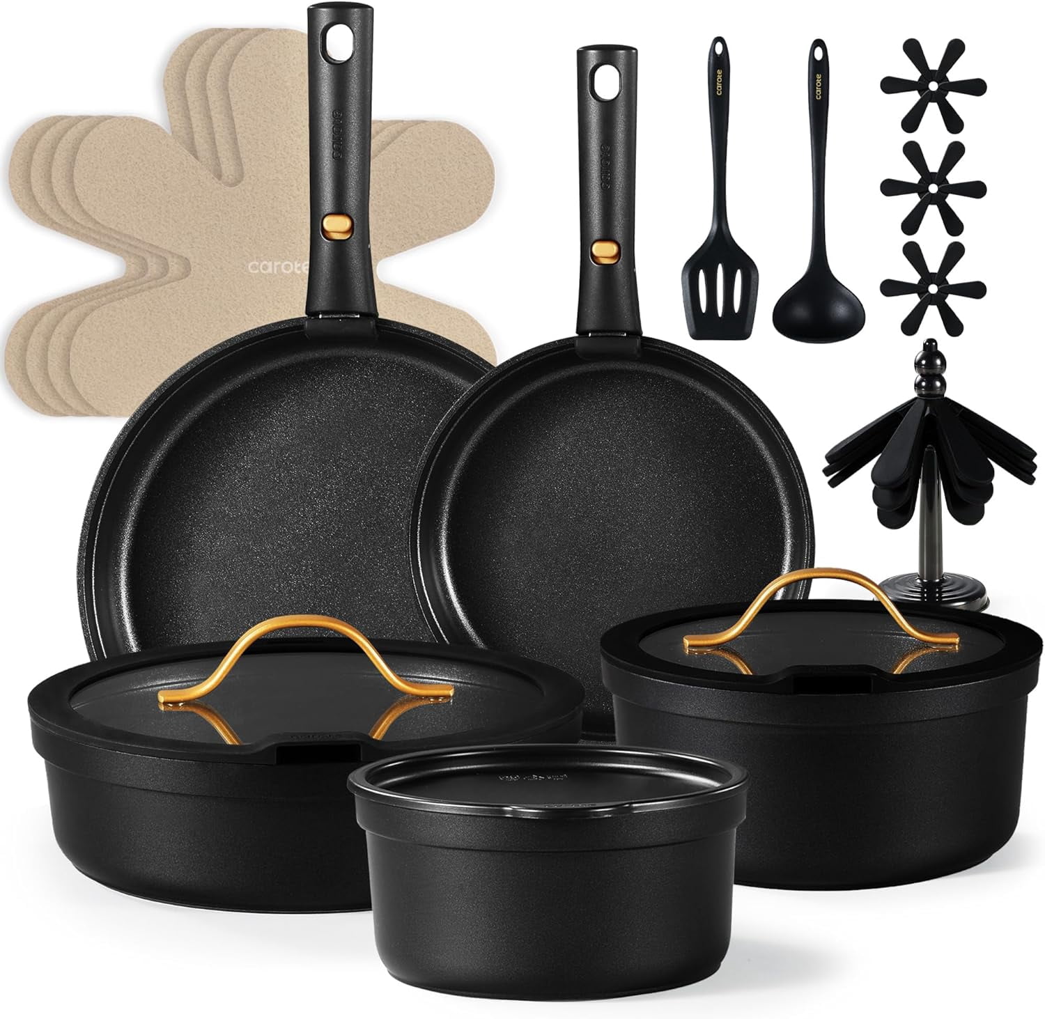 19pcs Pots and Pans Set Non Stick, Nonstick Cookware Set, Dishwasher ...