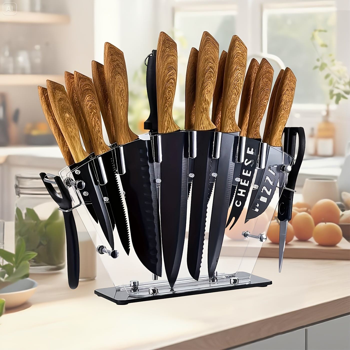 19pcs Premium High-Carbon Stainless Steel Knife Set - Serrated Steak ...