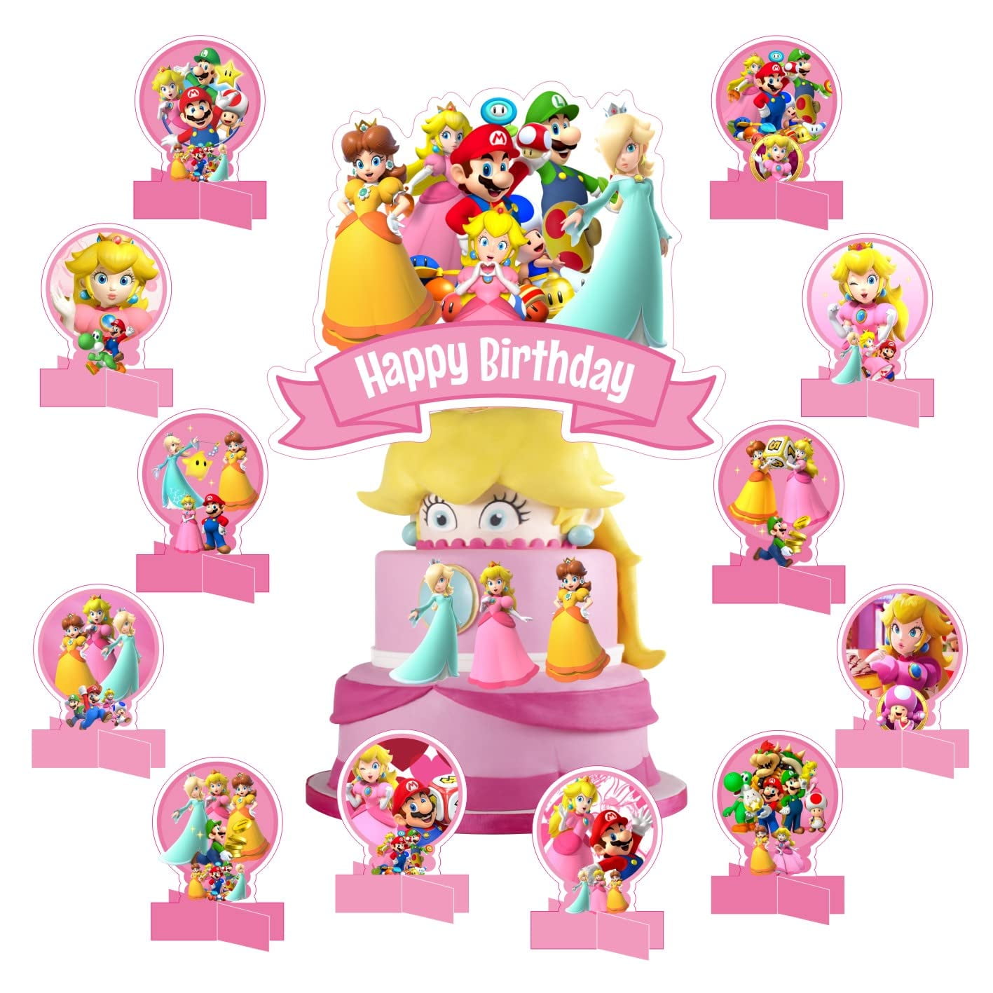 19pcs Princess Peach Table Centerpieces, Princess Peach Birthday Party ...