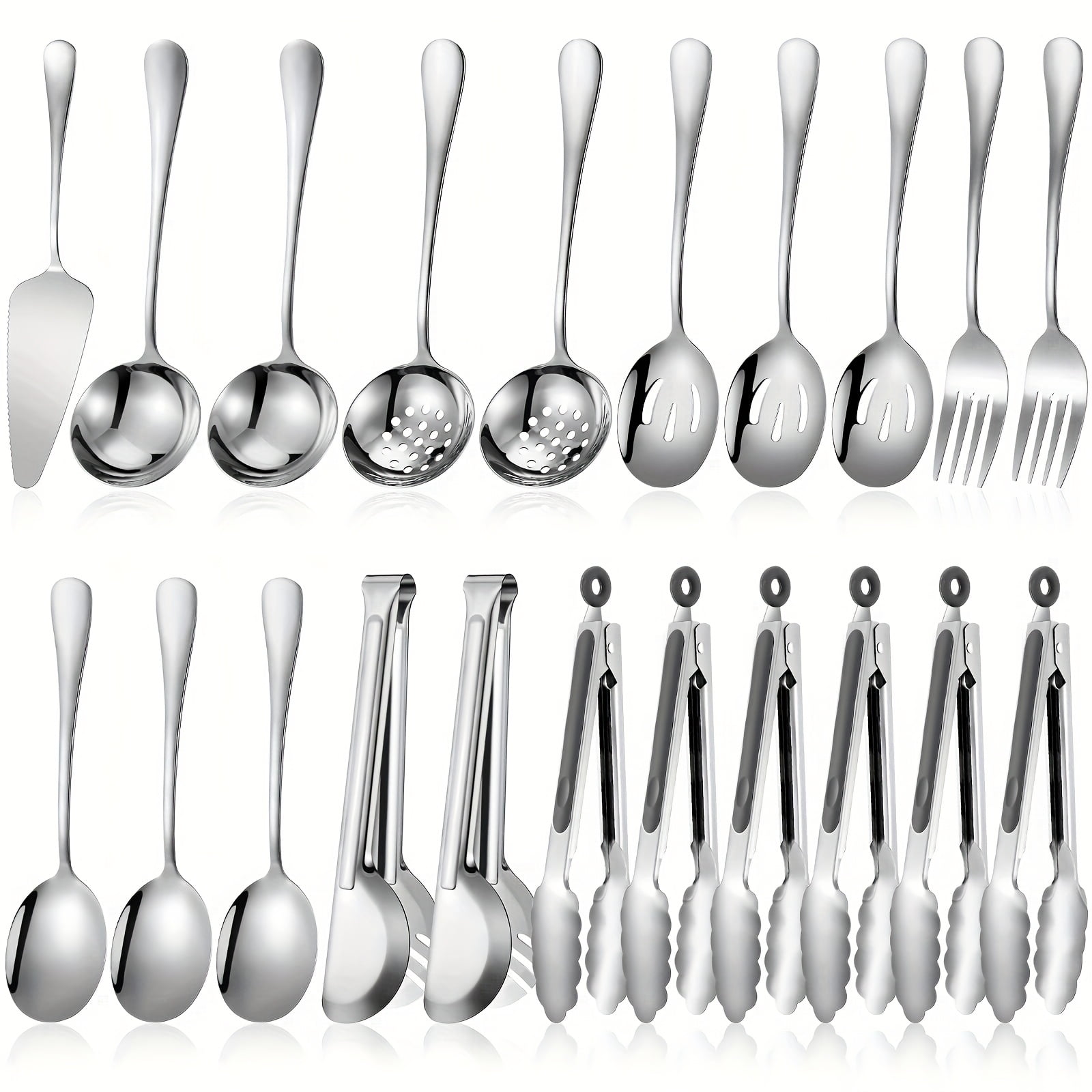 19pcs Serving Flatware Set Including Stainless Steel Spatulas Forks ...