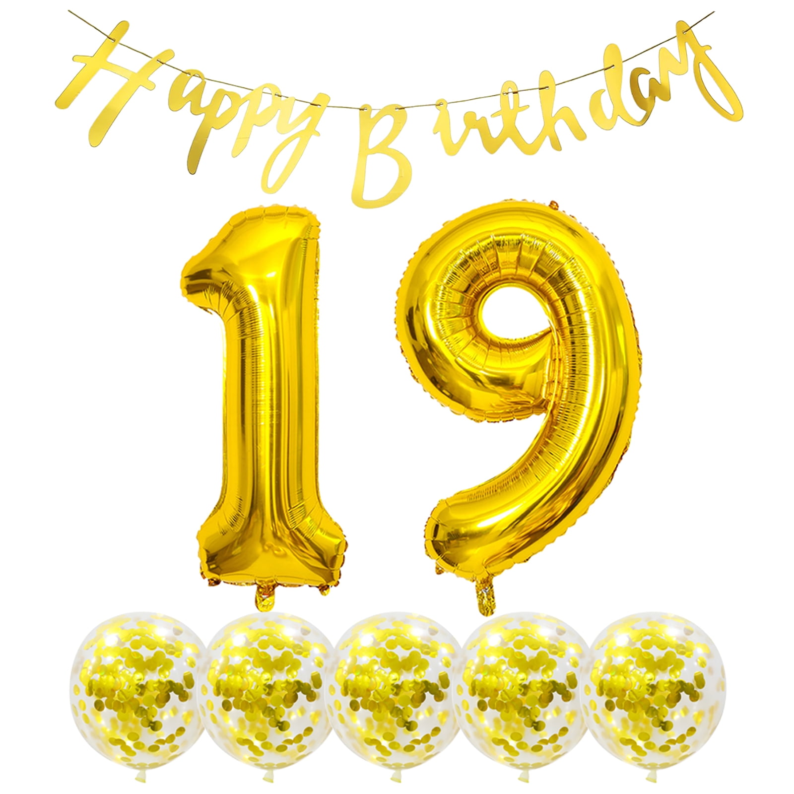 19th Birthday Decorations for Girl Gold Double Digits Birthday Party ...