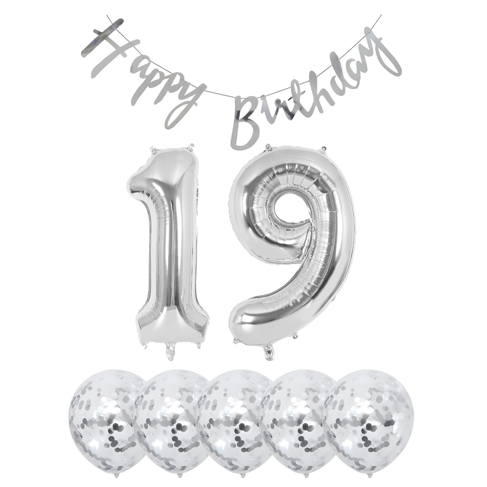 19th Birthday Decorations for Girl Silver Double Digits Birthday Party ...