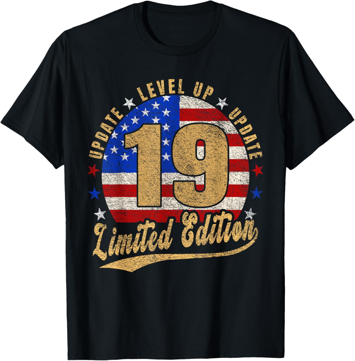 19th Birthday Limited Edition Level Up Vintage Retro U.S.A. T-Shirt ...