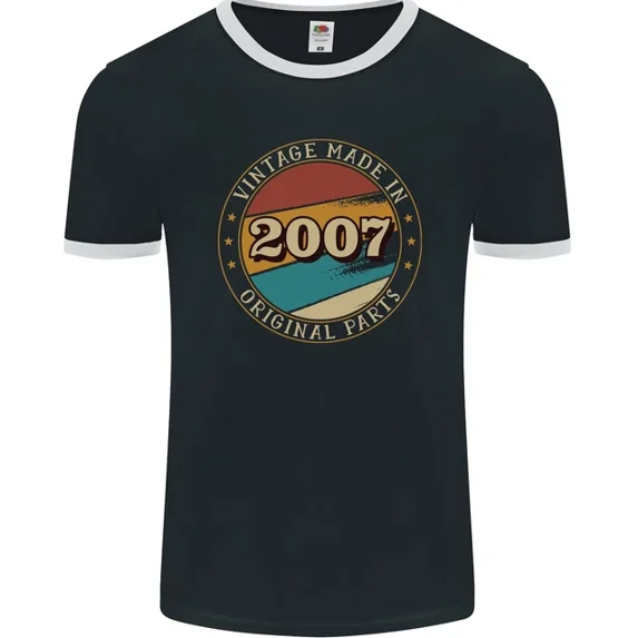 19th Birthday Vintage Made In 2007 Mens Ringer T-Shirt FotL - Walmart.com