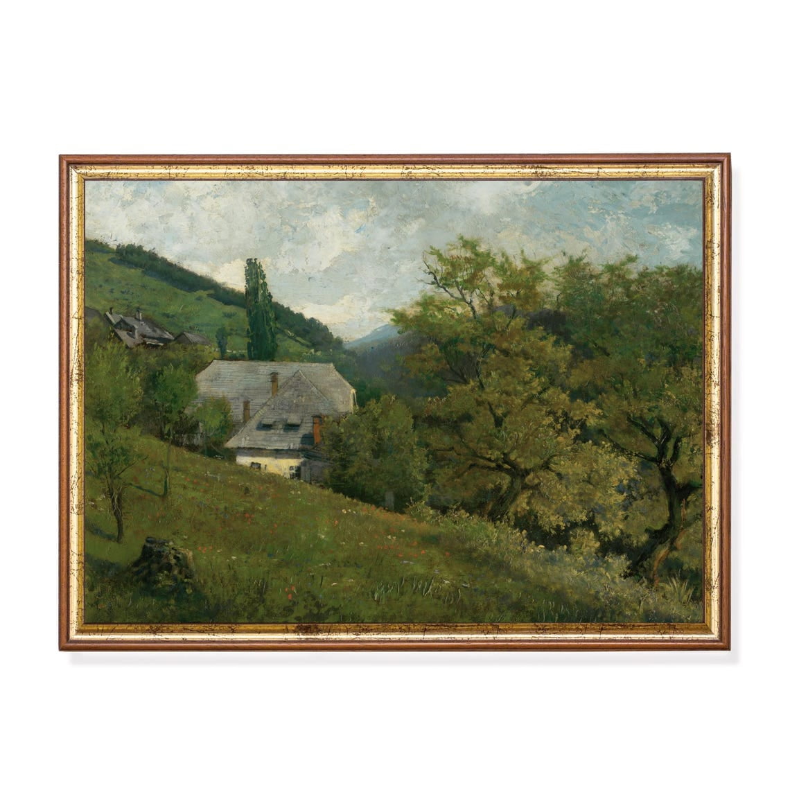19th Century Cottage Rustic Farmhouse Landscape Art Unframed Paper ...