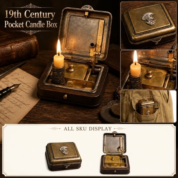 19th Century Mechanical Candle Box, 19th Pocket Candle Box, Fine Brass ...