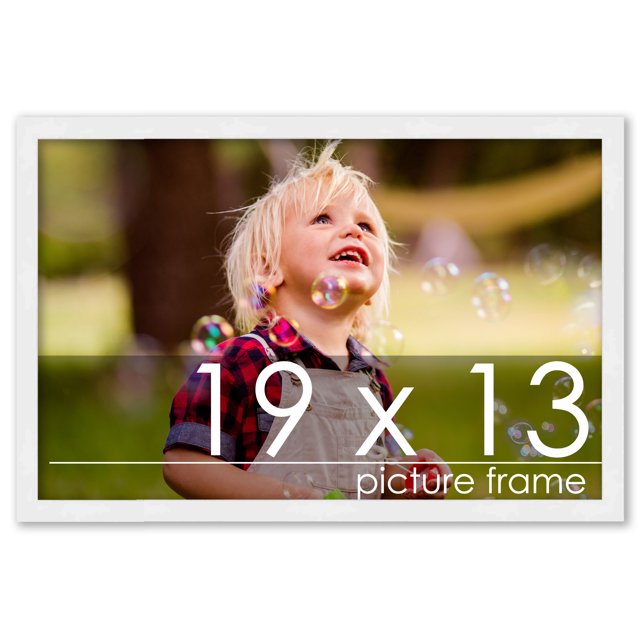 19x13 White Wood Picture Frame - UV Acrylic, Foam Board Backing, Hanging Hardware - Walmart.com