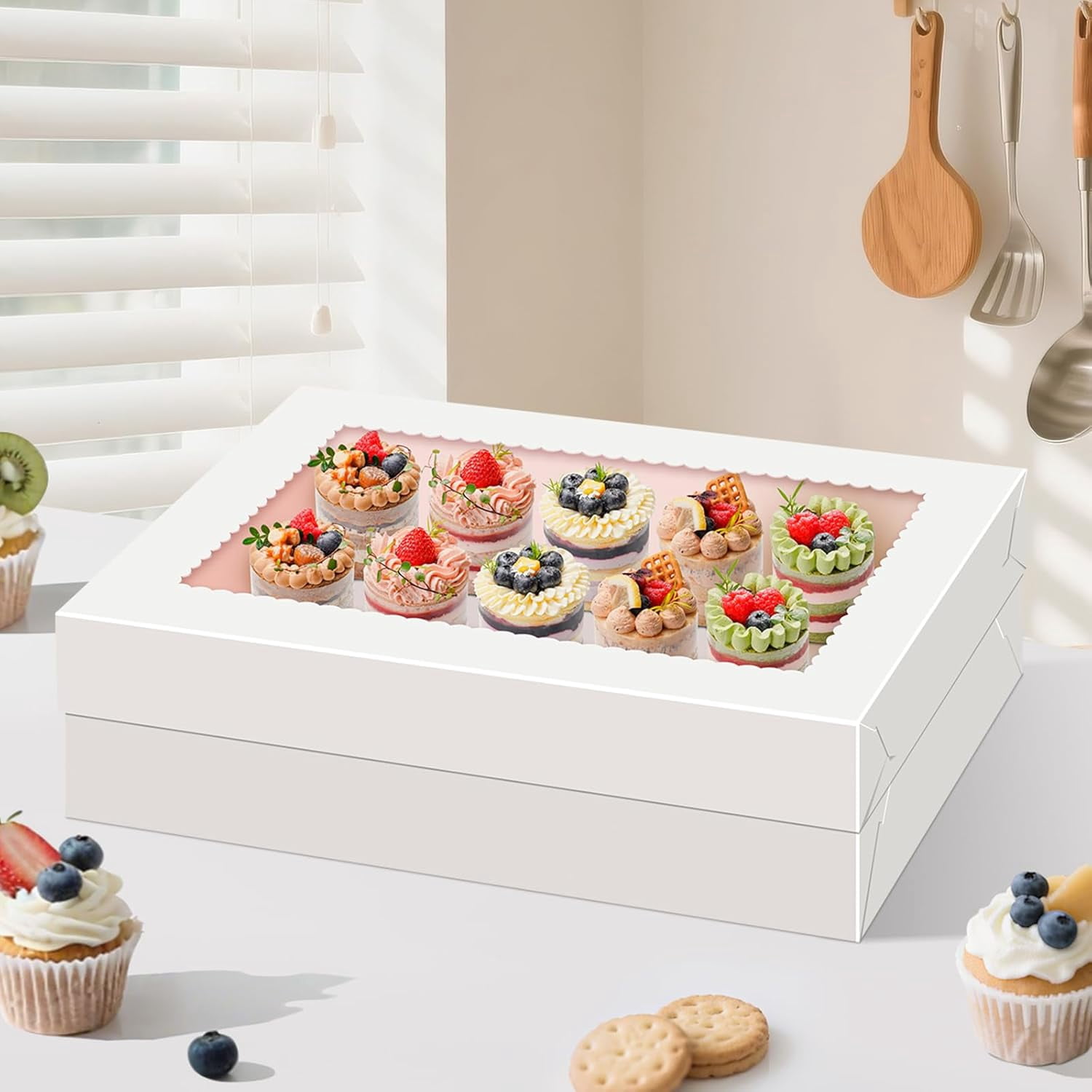 19x14x4 Cake Boxes with Boards, Rectangle Half Sheet Cake Boxes, 1/2 ...