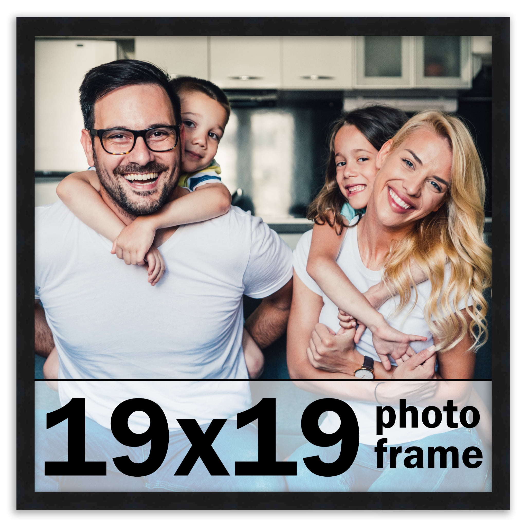 19x19 Frame Black Solid Wood Picture Frame | 0.75 Inch Moulding Width ...