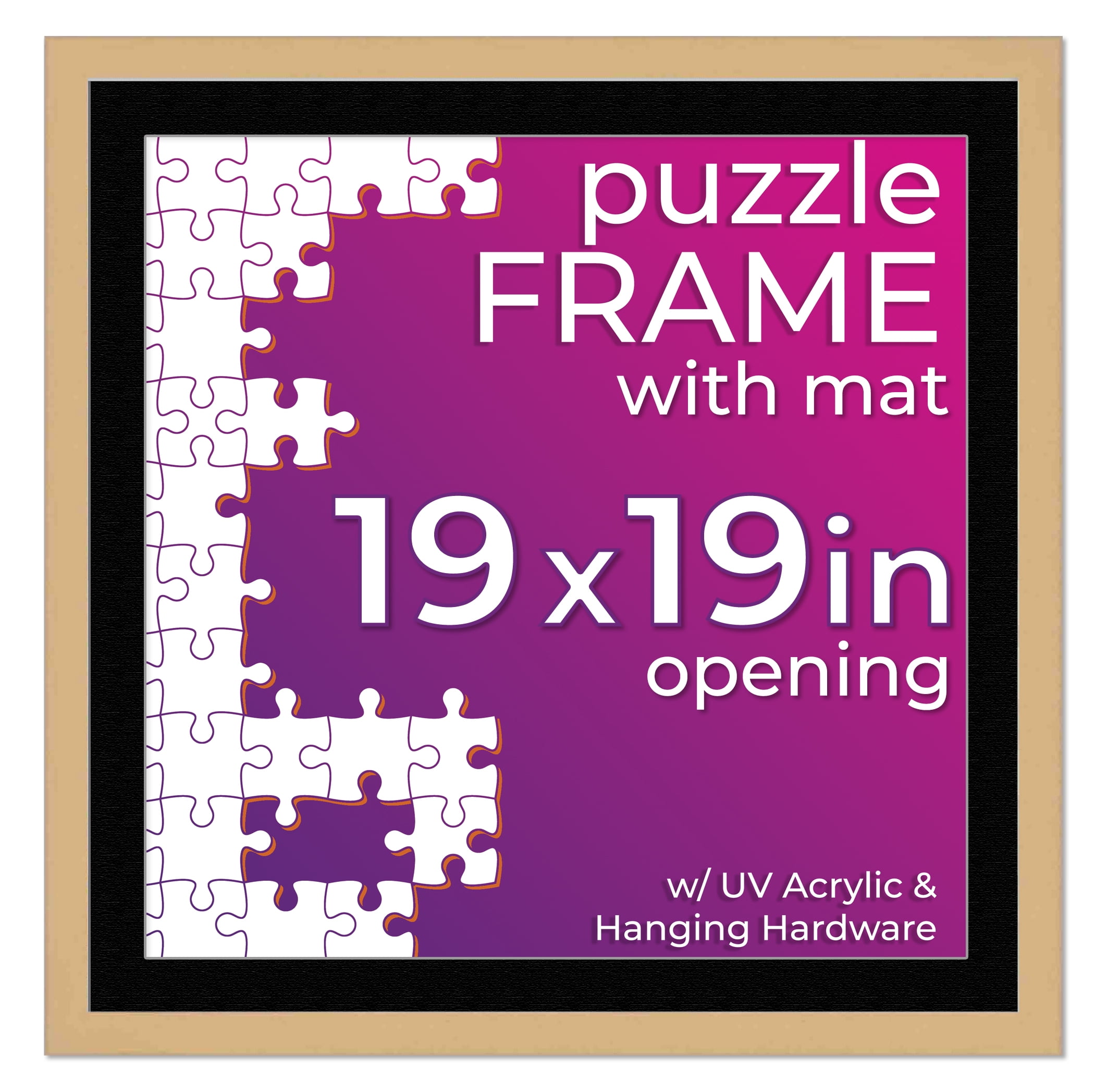 19x19 Frame for Jigsaw Puzzles - Wooden Natural Puzzle Frame with Mat ...