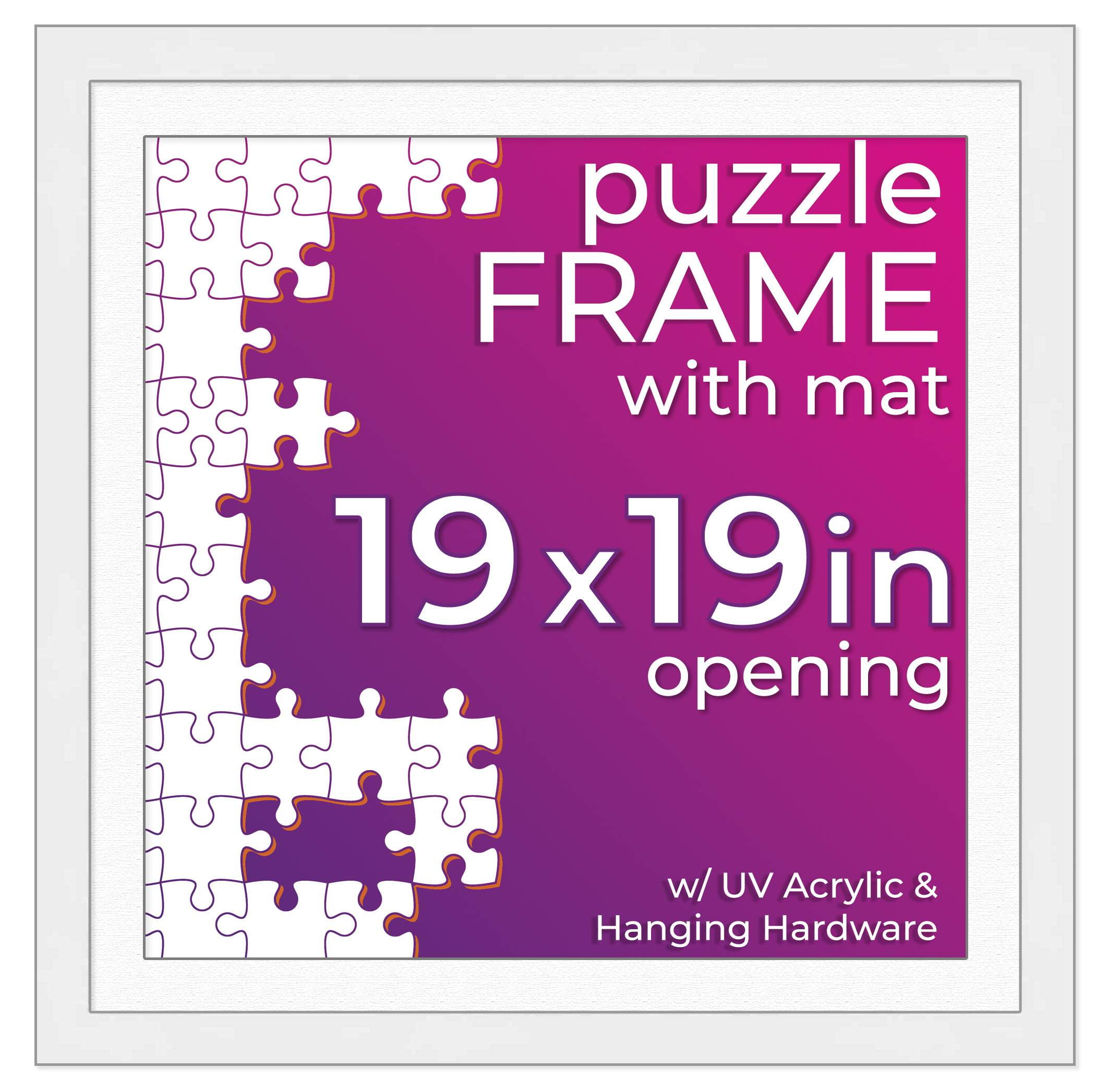 19x19 Jigsaw Puzzle Frame Kit - Kit Includes Puzzle Glue Sheets, White ...