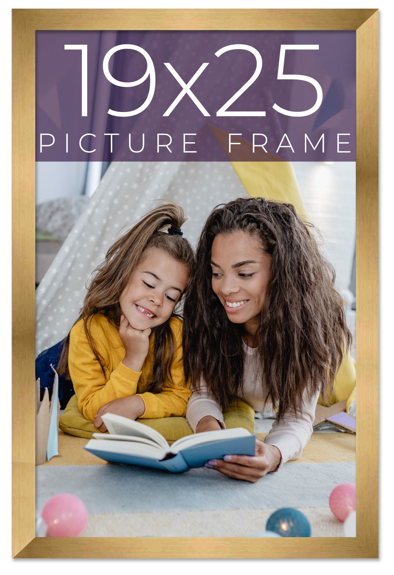 19x25 Frame Gold Bronze Solid Wood Picture Frame Width 0.75 Inches ...