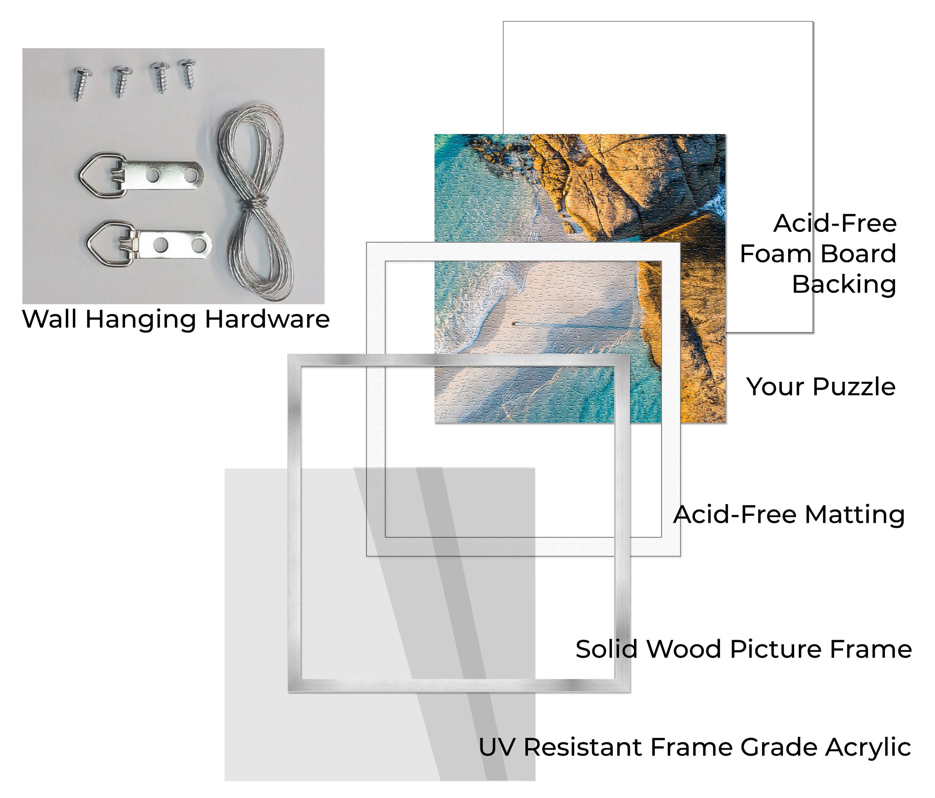 19x27 Jigsaw Puzzle Frame Kit - Kit Includes Puzzle Glue Sheets, Brown ...