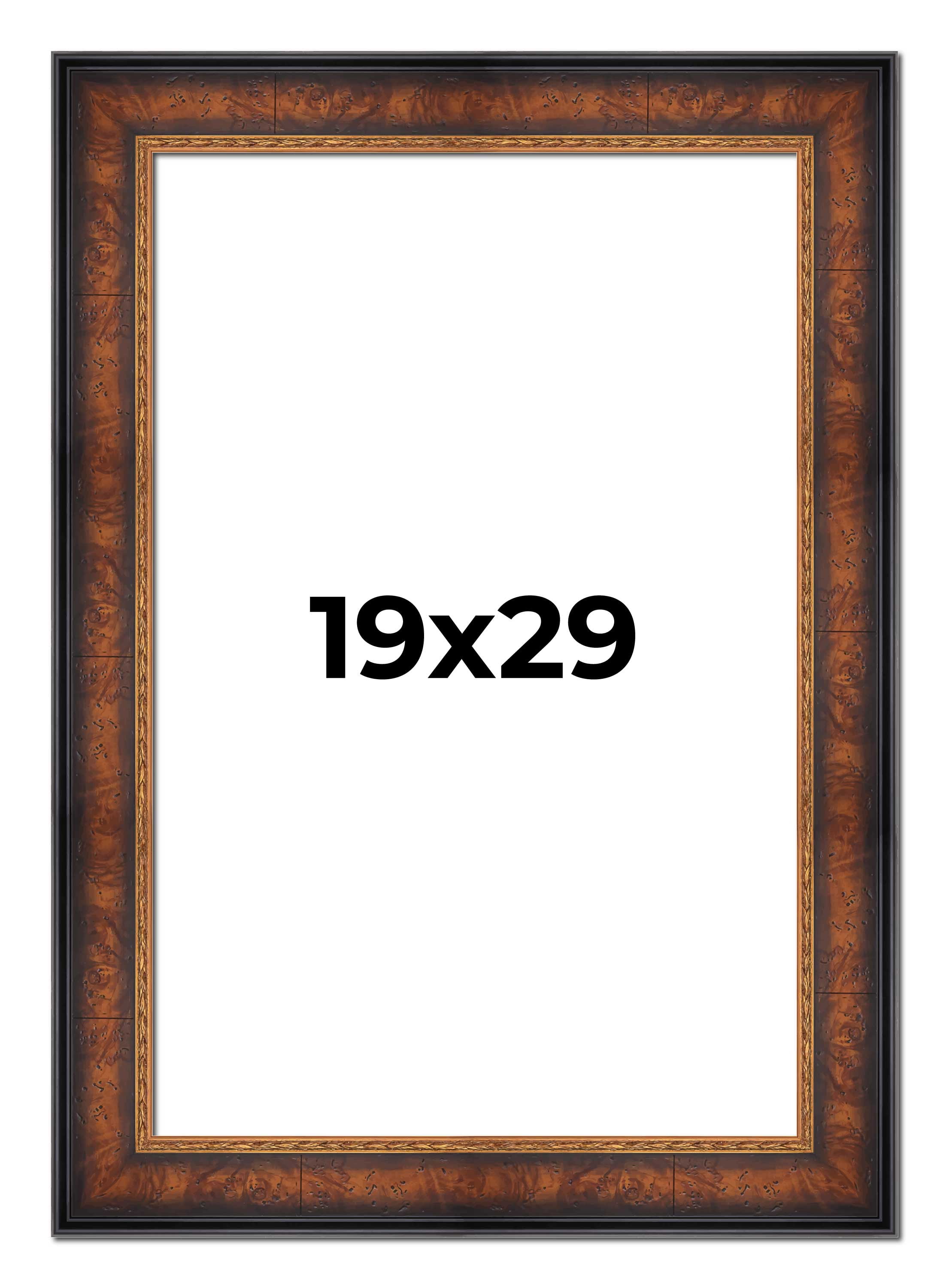 19x29 Frame Brown Walnut Gold Ornate Trim Solid Wood Plein Air Picture ...