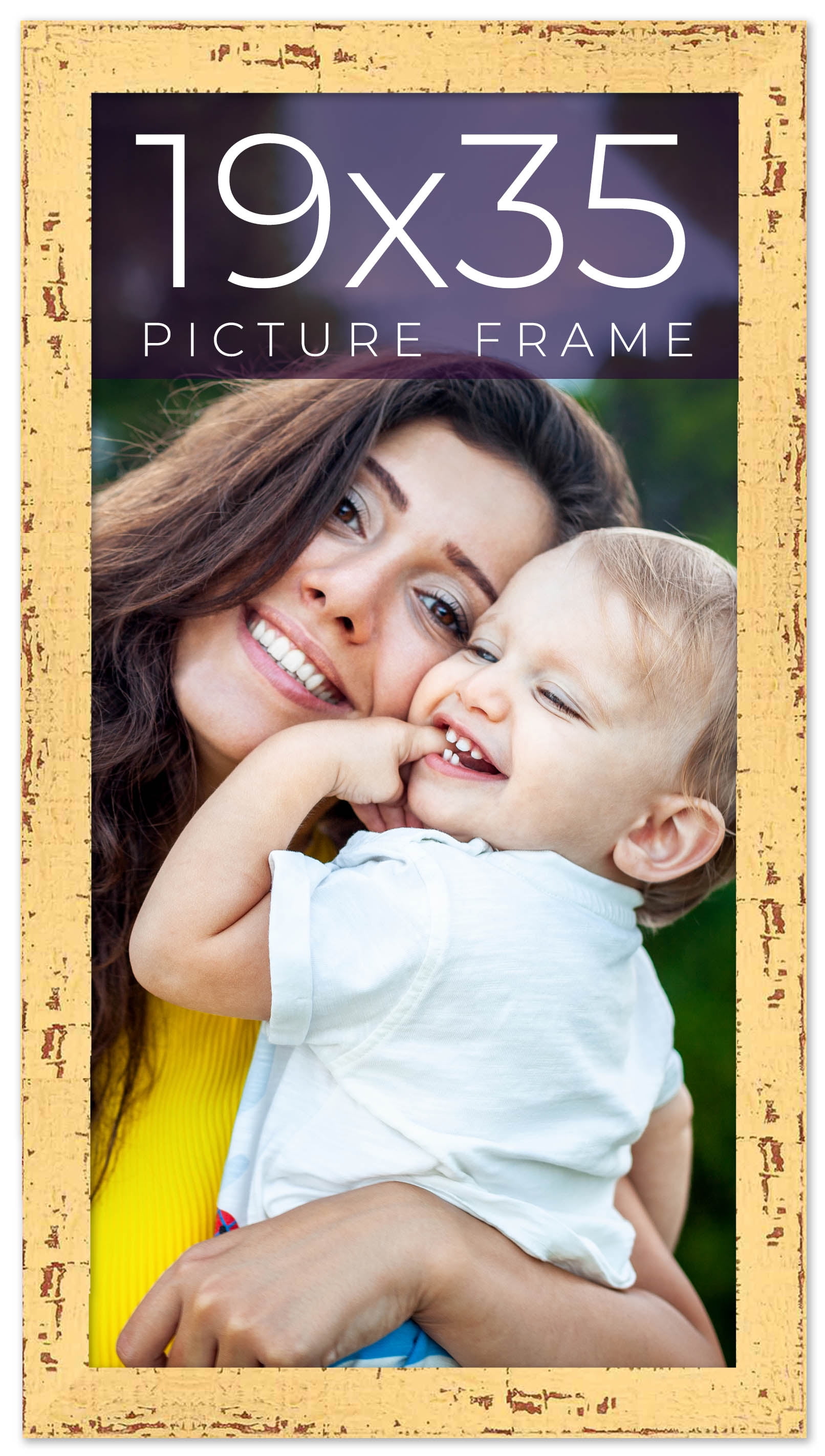 19x35 Frame Yellow Real Wood Picture Frame Width 1.25 inches | Interior ...
