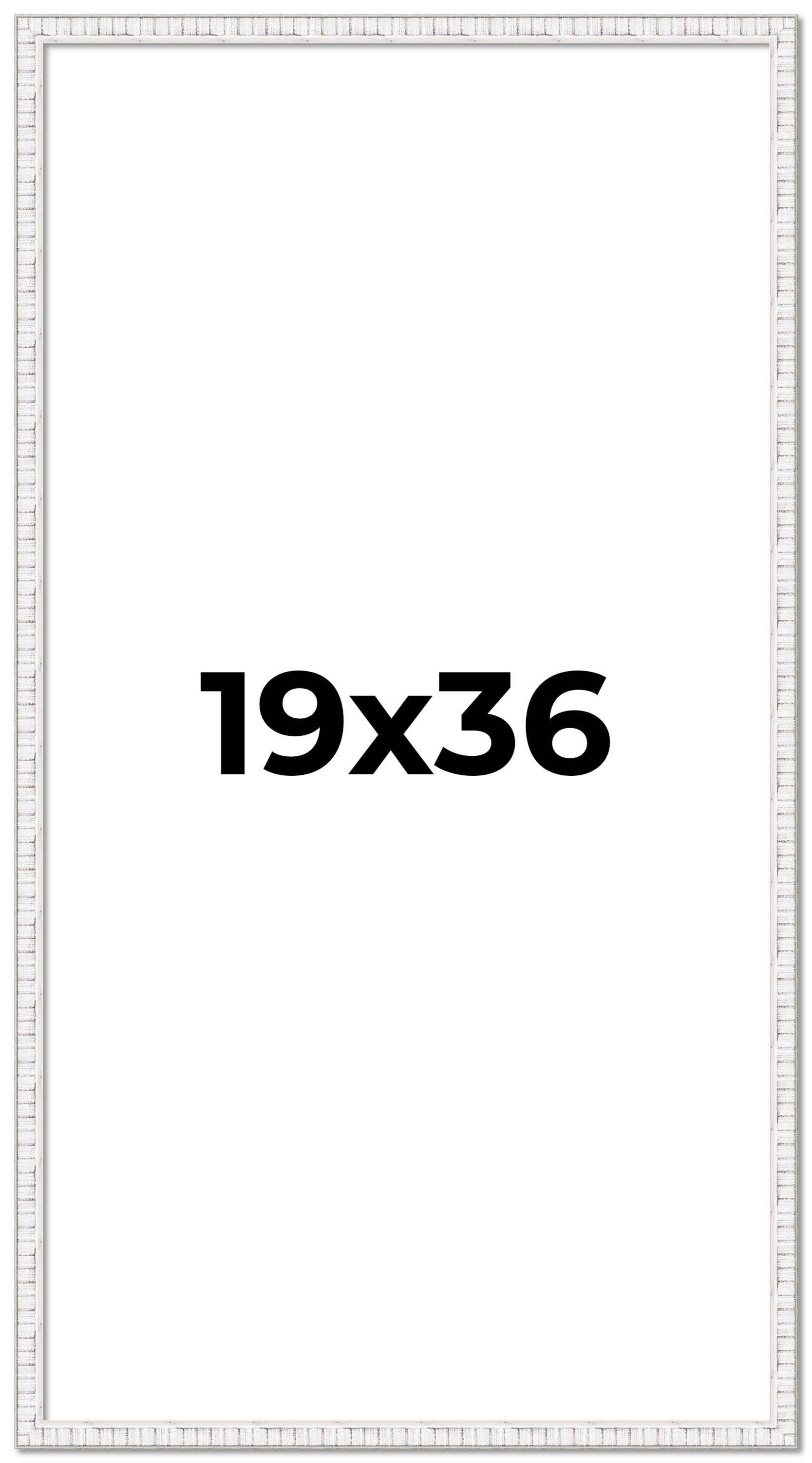 19x36 Frame White Scuffed Rustic Solid Wood Picture Frame | 0.75 Inch ...