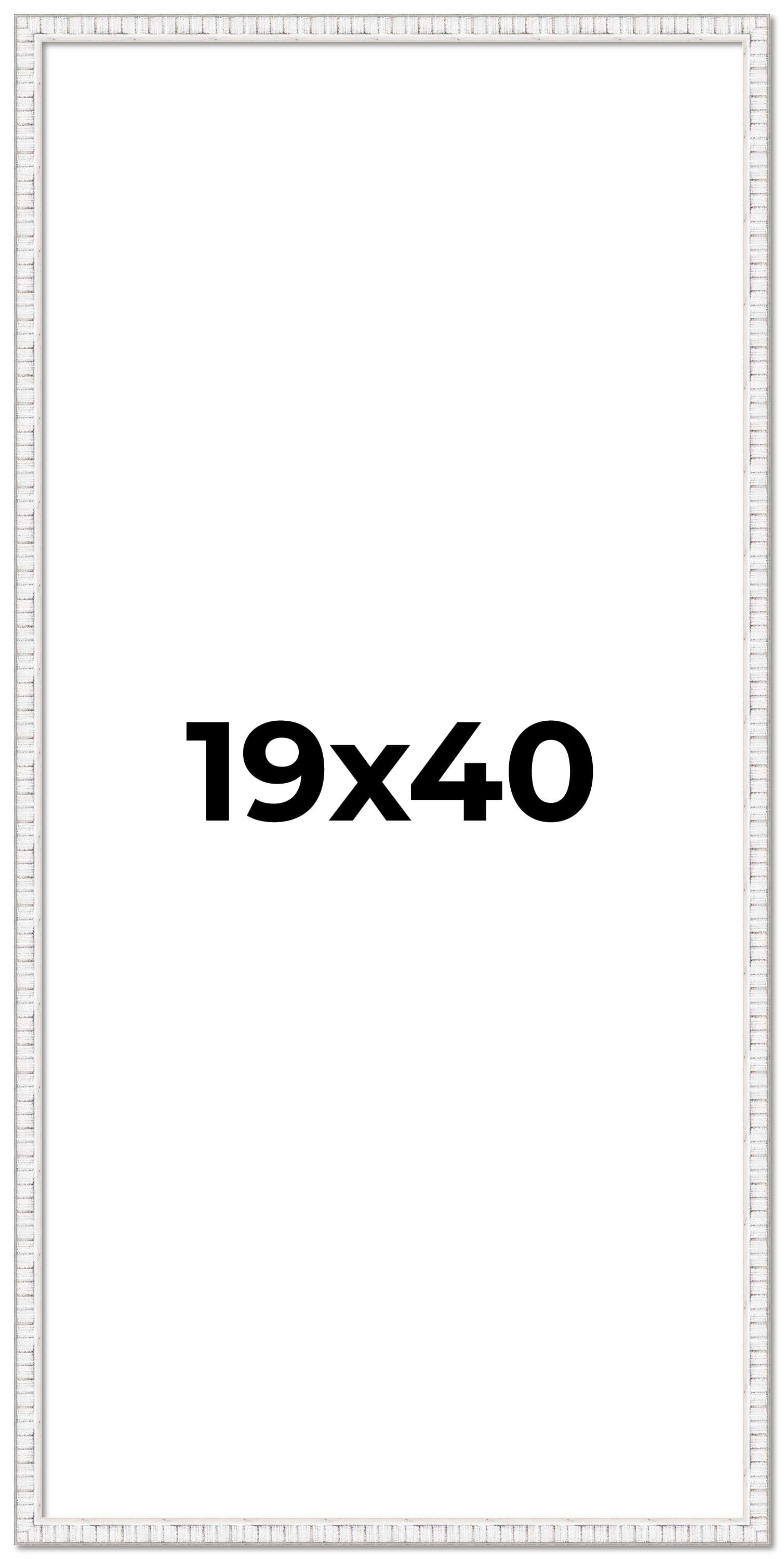 19x40 Frame White Scuffed Rustic Solid Wood Picture Frame | 0.75 Inch ...