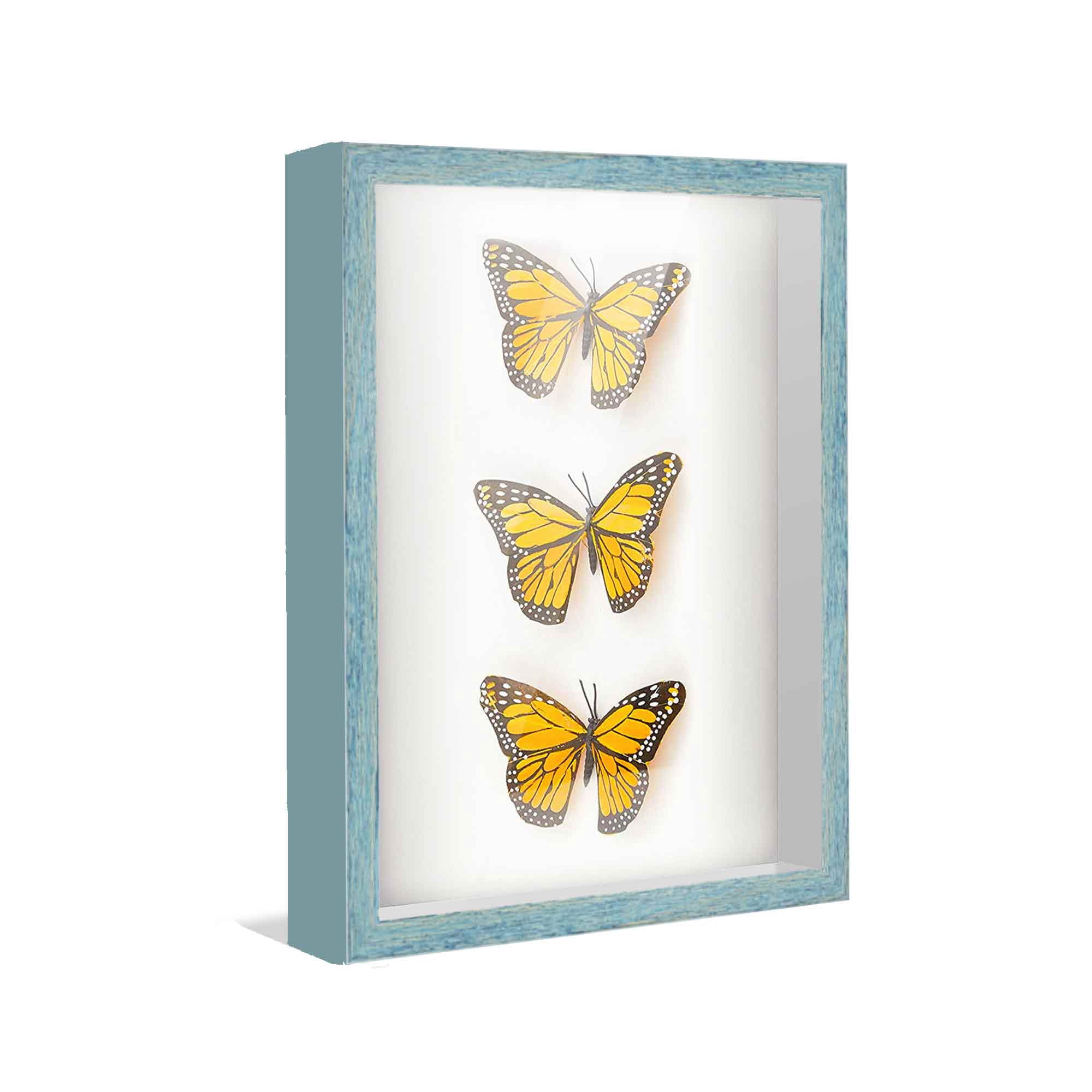 19x40 Shadow Box Frame Blue | 1.125 inches Deep Real Wood Rustic ...