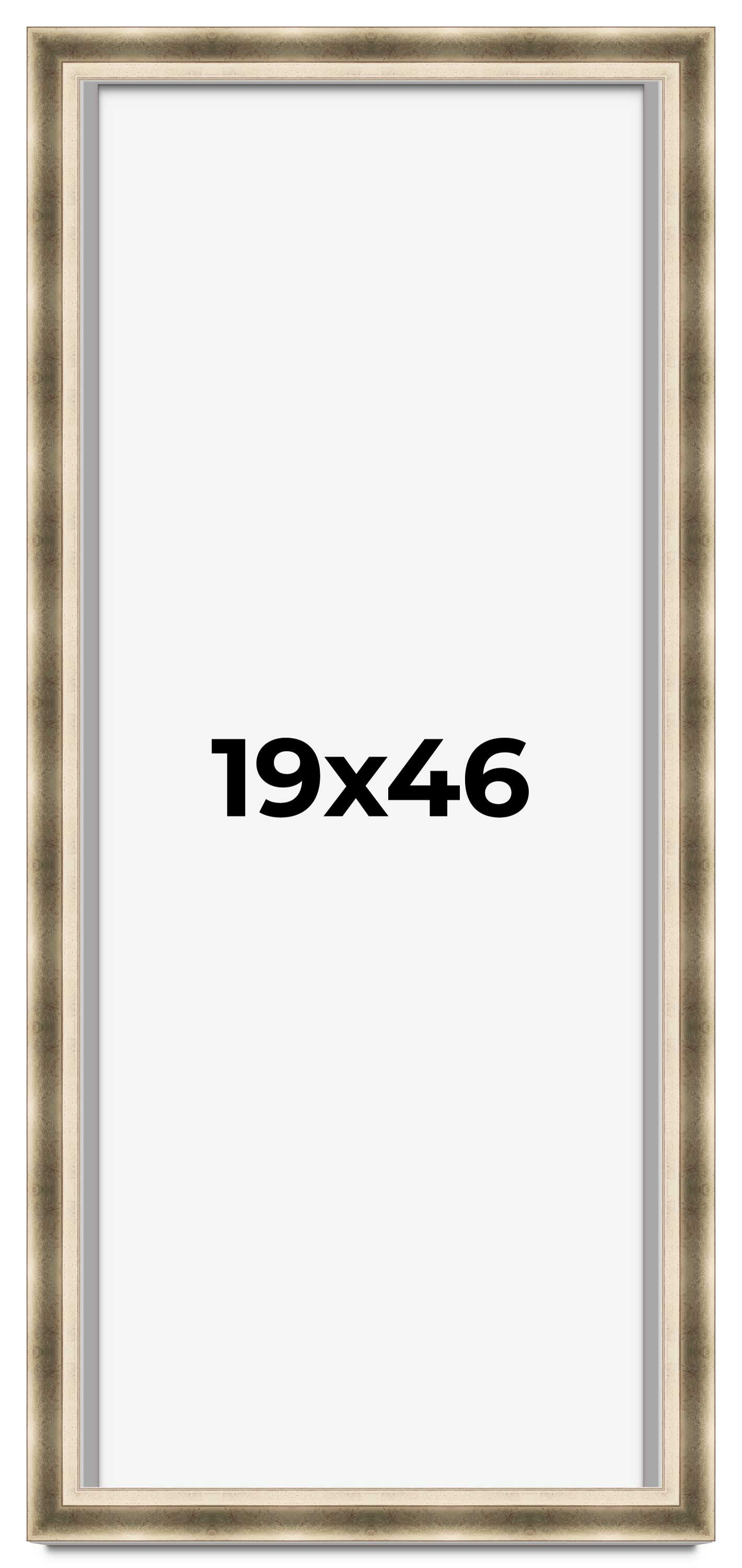 19x46 Shadow Box Frame Silver | 1.75 inches Deep Real Wood Traditional ...