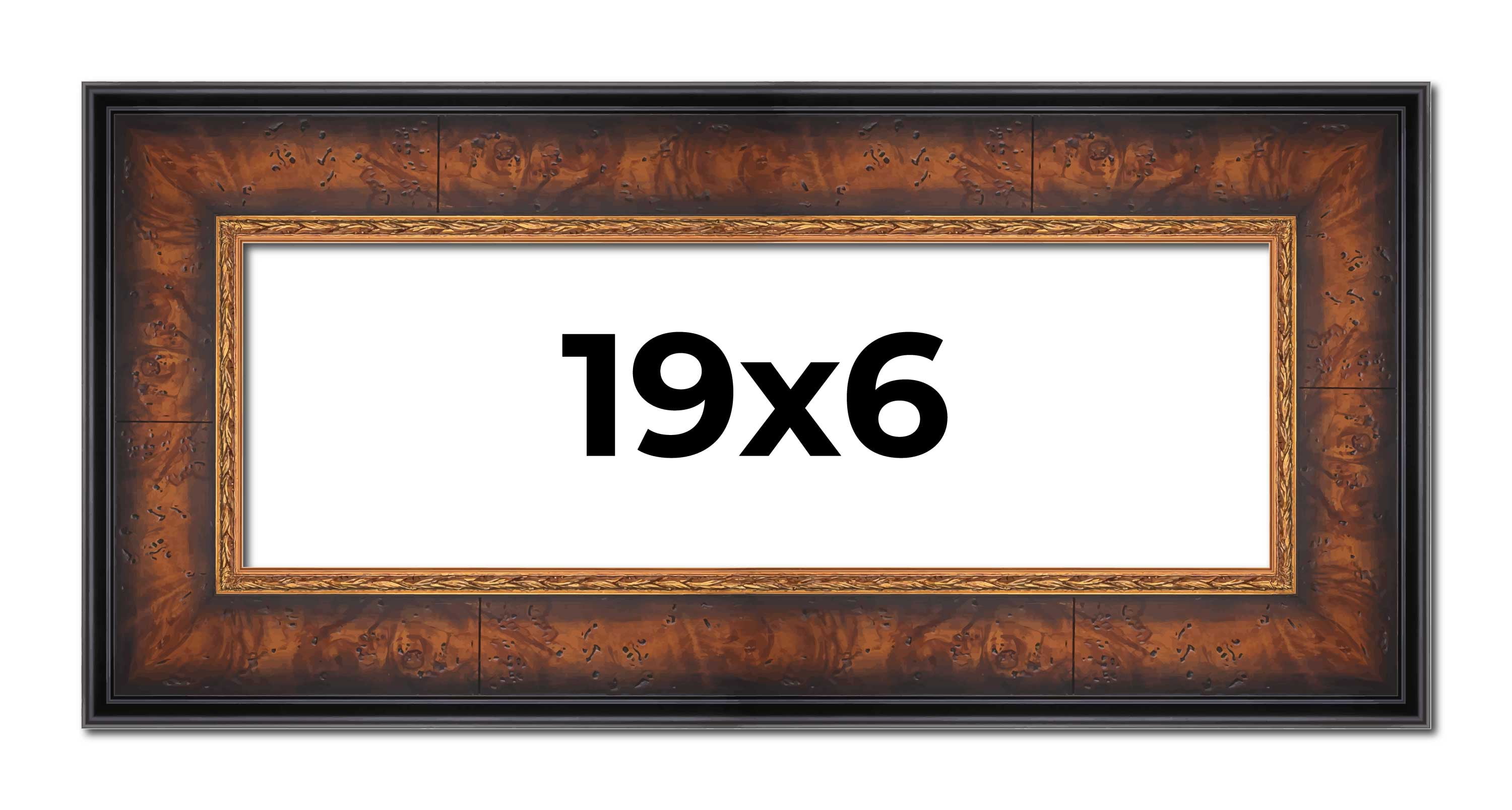 19x6 Frame Brown Walnut Gold Ornate Trim Solid Wood Plein Air Picture ...