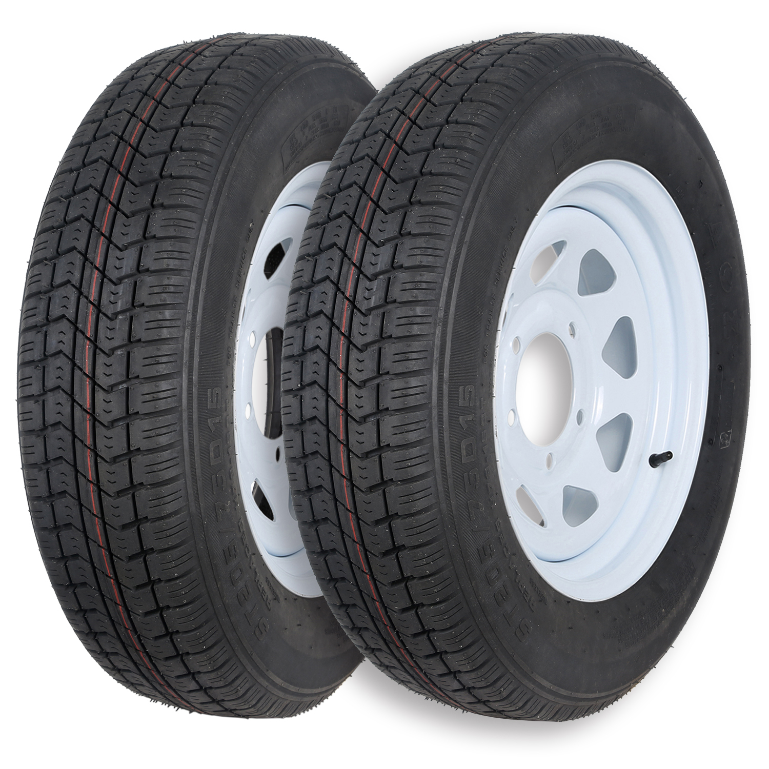 2-Pack Trailer Tire On Rim ST205/75D15 205/75 D 15 in. LRC 5 Hole White ...