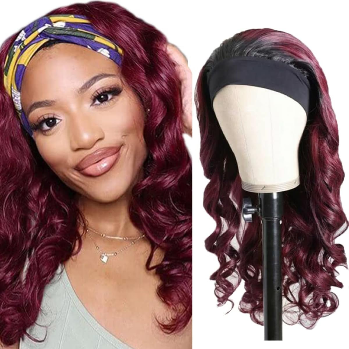 1B99J Body Wave Headband Human Hair Ombre Brazilian Remy Human Hair For ...