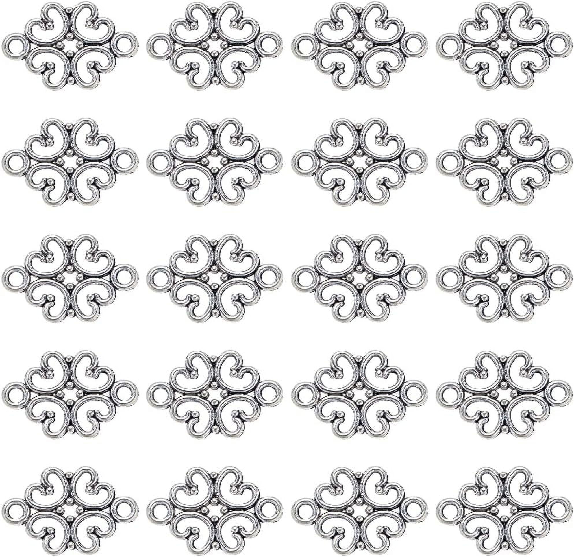 1BOX 100PCS Silver Flower Link Connector Charm Bulk Flowers Connector ...
