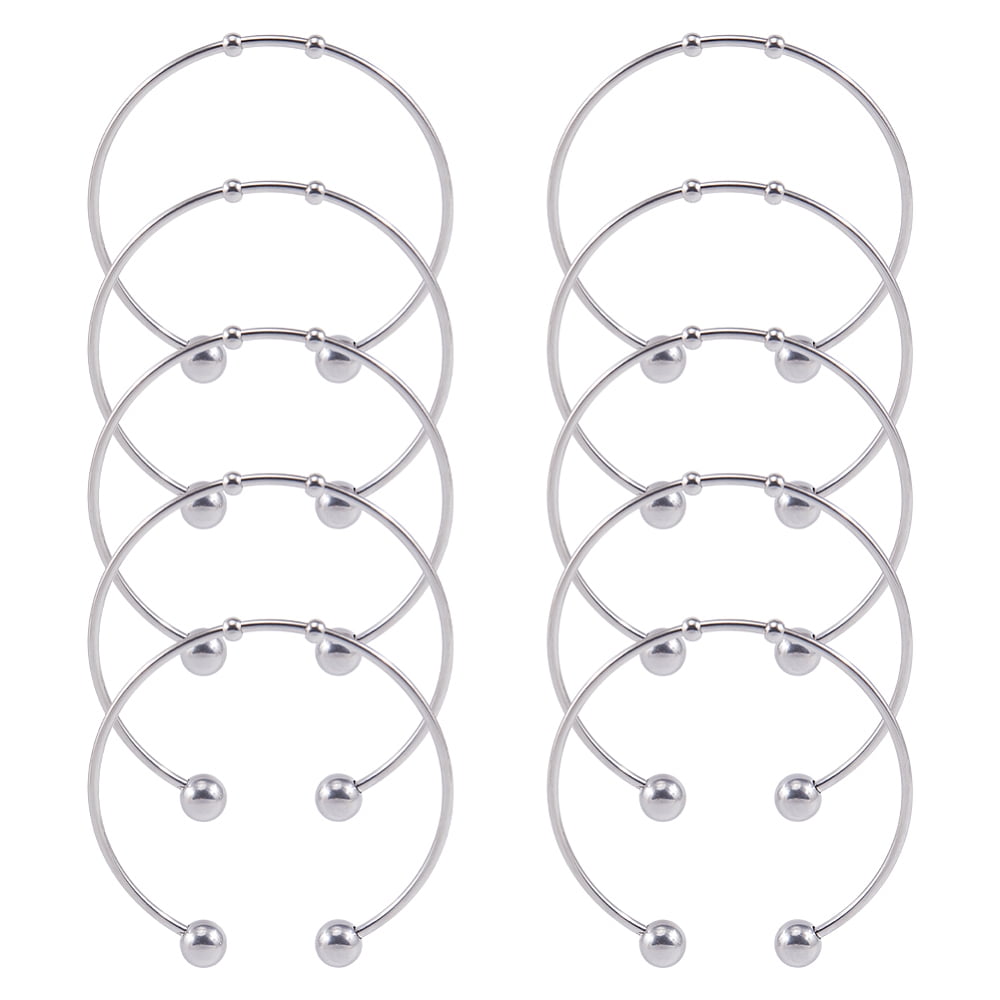 1Bag 10Pcs Fashion 304 Stainless Steel Cuff Bangles Set Stackable ...